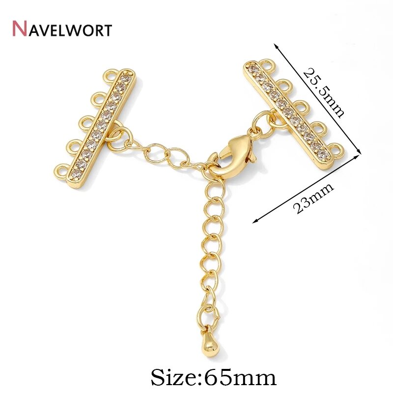 Карабиновые замки из латуни с позолотой NAVELWORT 2/3/4/5 рядов 2 pieces, 18K gold plated