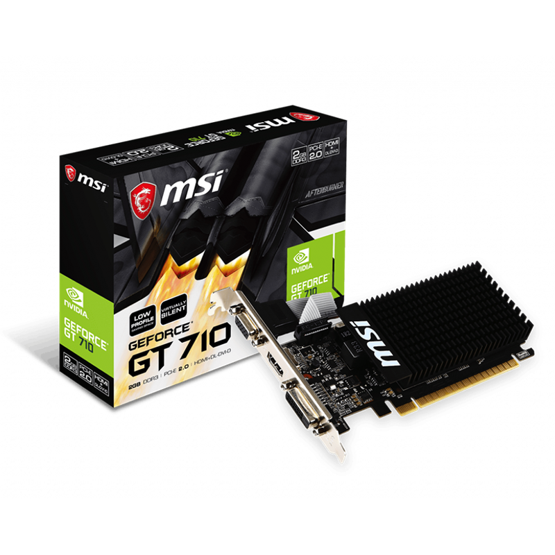 Видеокарта MSI NVIDIA GeForce GT 710, 2 ГБ видеопамяти, DDR3, PCI Express 2.0 GT7102GD3HLP