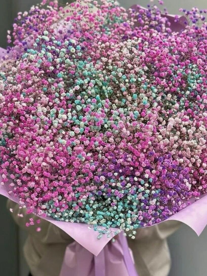 Букет "Радужное облако", гипсофила, 25 штук, разноцветная упаковка