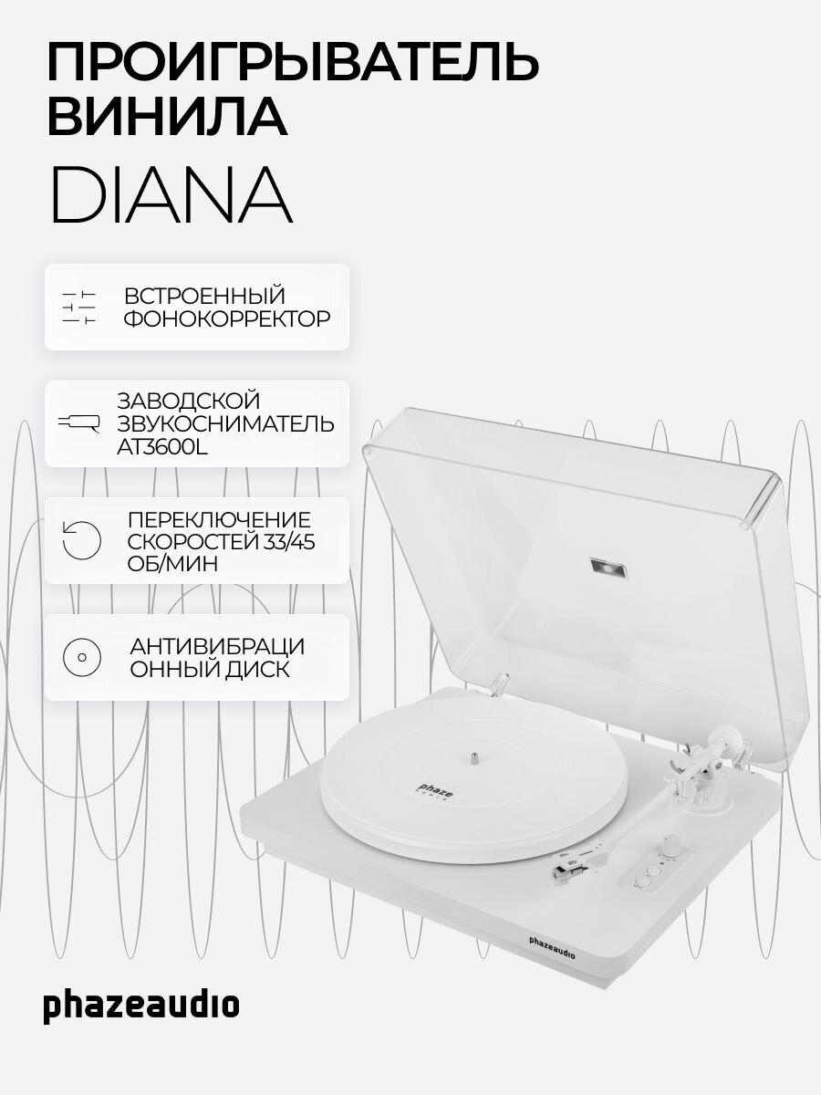 Проигрыватель виниловых дисков Phaze Audio Diana MK2 Цвет: Белый Siberian white