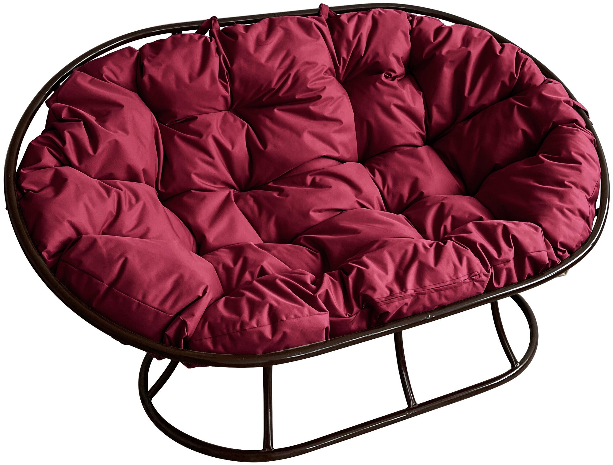 Диван мамасан без ротанга чёрное, бордовая подушка