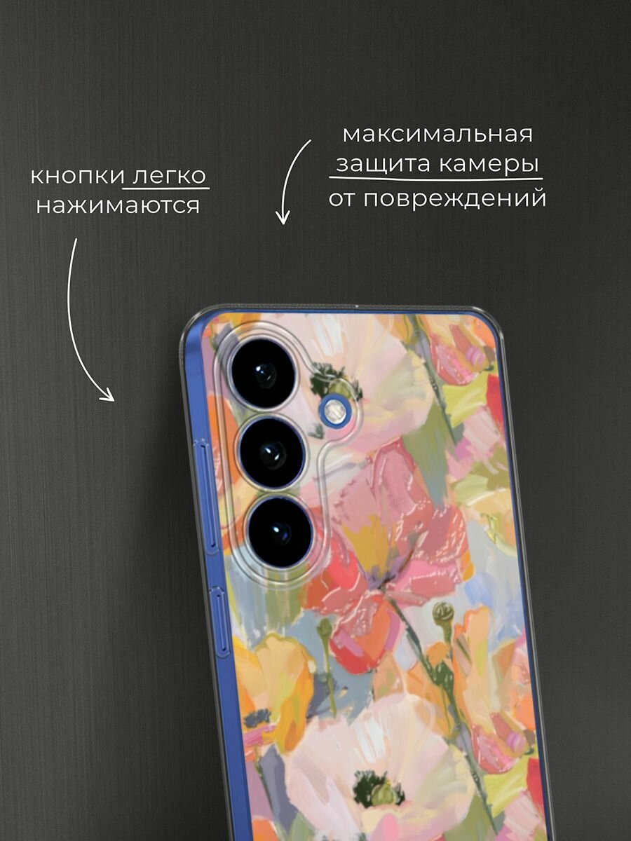 Силиконовый чехол на Samsung Galaxy S26 / Самсунг Галакси S26 с принтом Акварельные анемоны — фото 1