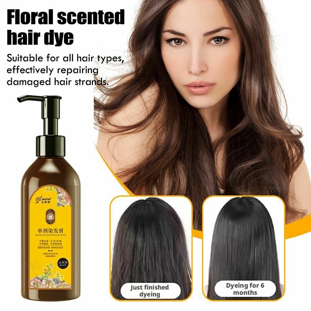 Краска для волос с цветочным ароматом, закрашивает седину и окрашивает волосы, формула на растительной основе.