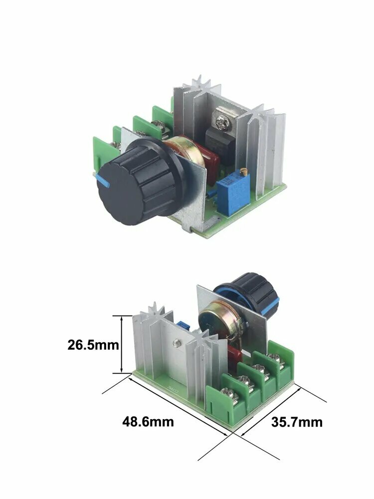 Симисторный, тиристорный регулятор мощности 2000 Вт 220В диммер, регулятор оборотов двигателя, болгарки, мощности вентилятора, освещения, нагревателей