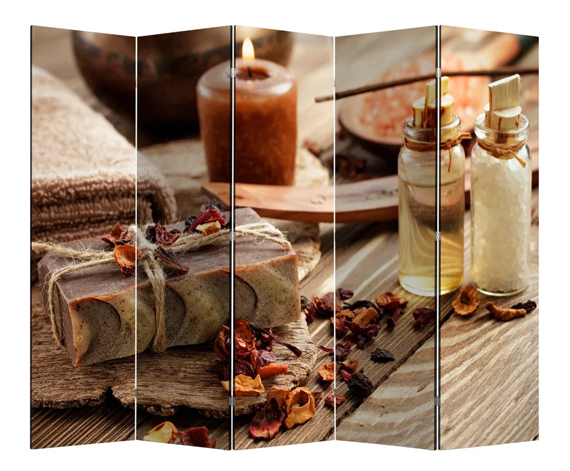 ПВХ ширма перегородка для зонирования Спа 3 - 5, размер 177х235/47 см