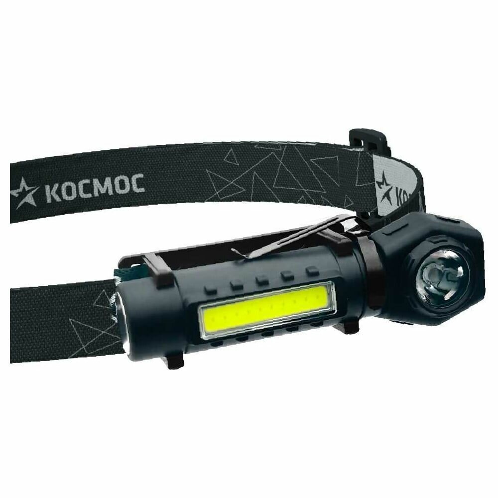 Фонарь аккумуляторный налобный 3Вт LED+3Вт COB LED с коллиматорной линзой Li-ion 18650 1200мА. ч корпус ABS-пластик USB-шнур type C магнит на корпусе