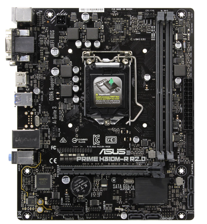 Материнская плата Asus PRIME H310M-R R2.0 Soc-1151v2 Intel H310 2xDDR4 mATX AC`97 8ch(7.1) GbLAN+VGA