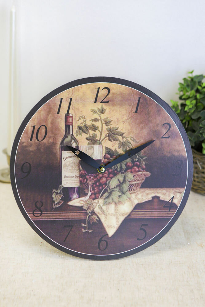 Настенные часы натюрморт С вином, дерево, 28 см, Koopman International Y36100060-1