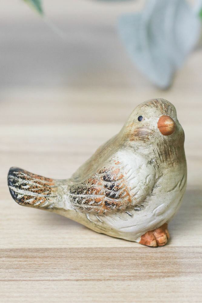 Декоративная фигурка птичка-вьюрок, смотрит в право, терракота, 9 см, Kaemingk 521727-1