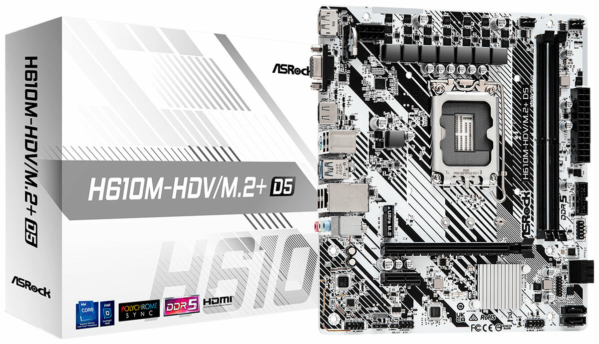 Материнская плата Asrock H610M-HDV/M.2+ D5 (LGA1700, mATX)