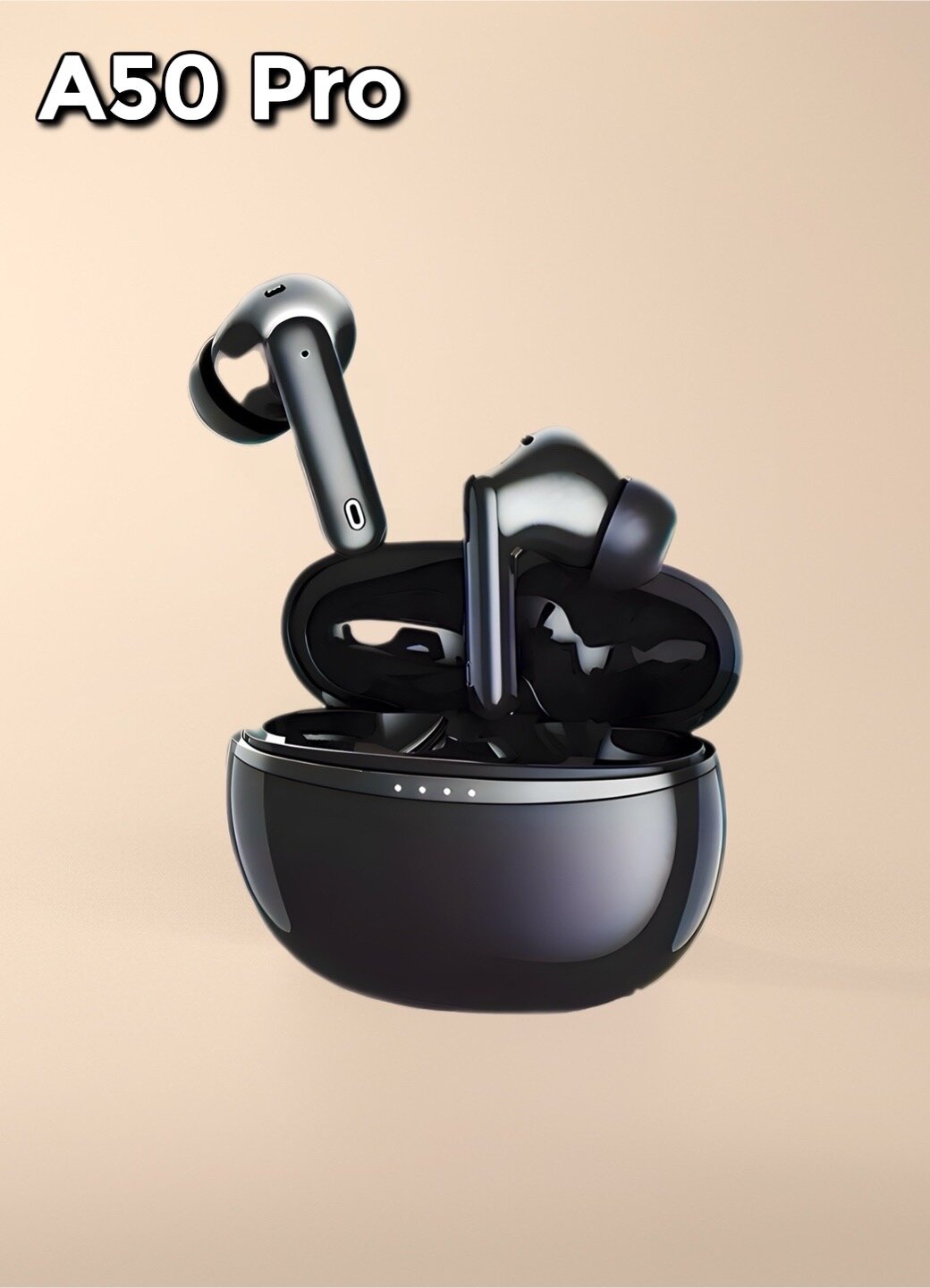 Беспроводные TWS наушники "A50 PRO" Черные с шумоподавлением ANC для iPhone/Android сенсорные
