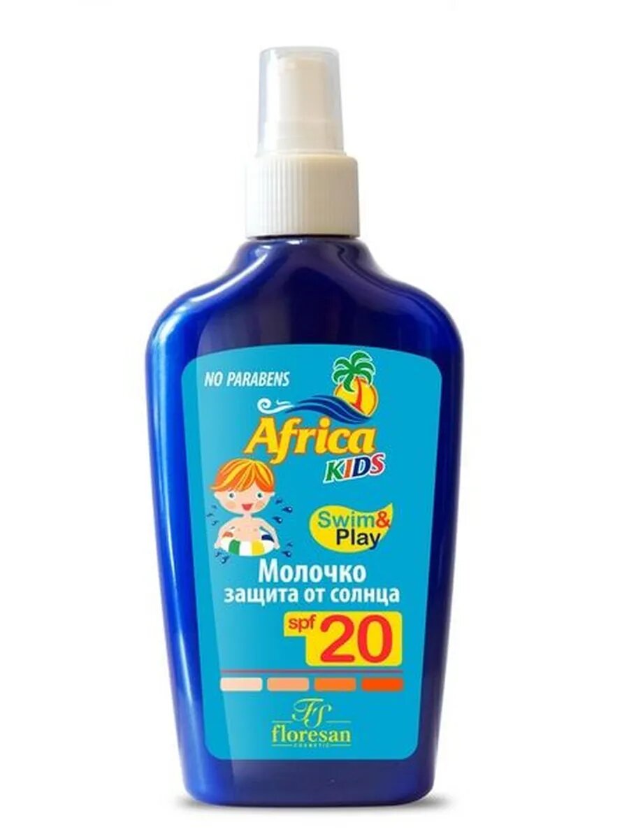 Floresan Africa Kids молочко солнцезащитное SPF 20, формула-