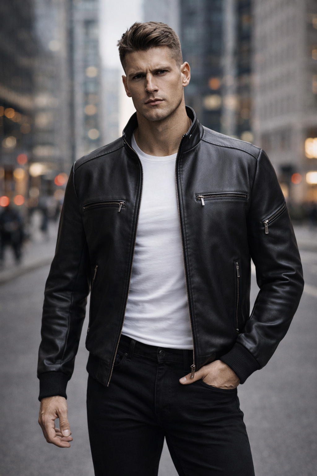 Бомбер Мужская кожаная куртка
