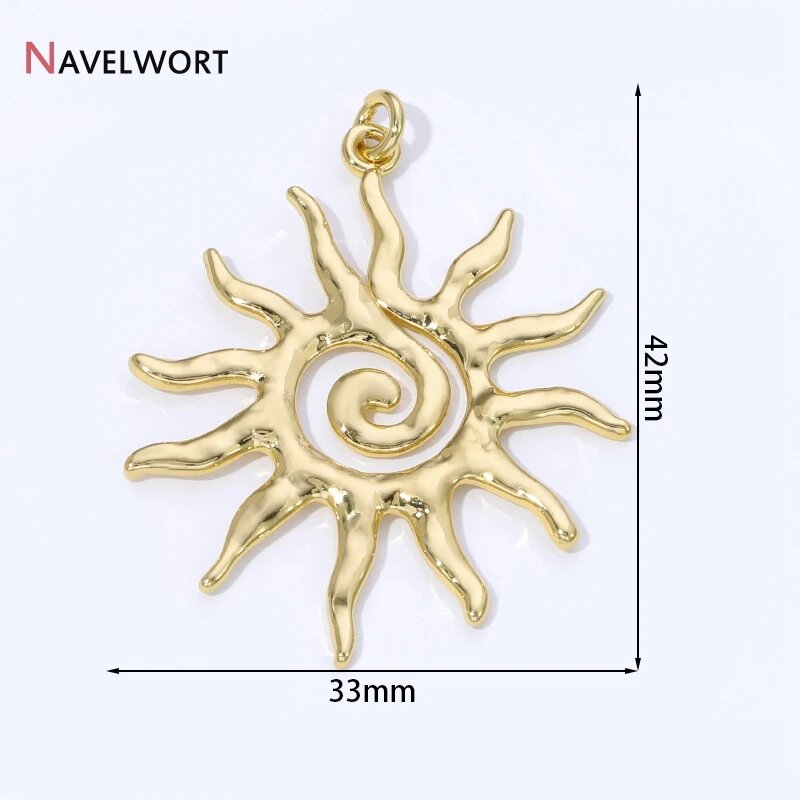 Подвески-шармы солнце латунь золото 18K для женщин 2 pieces, 18K gold plated