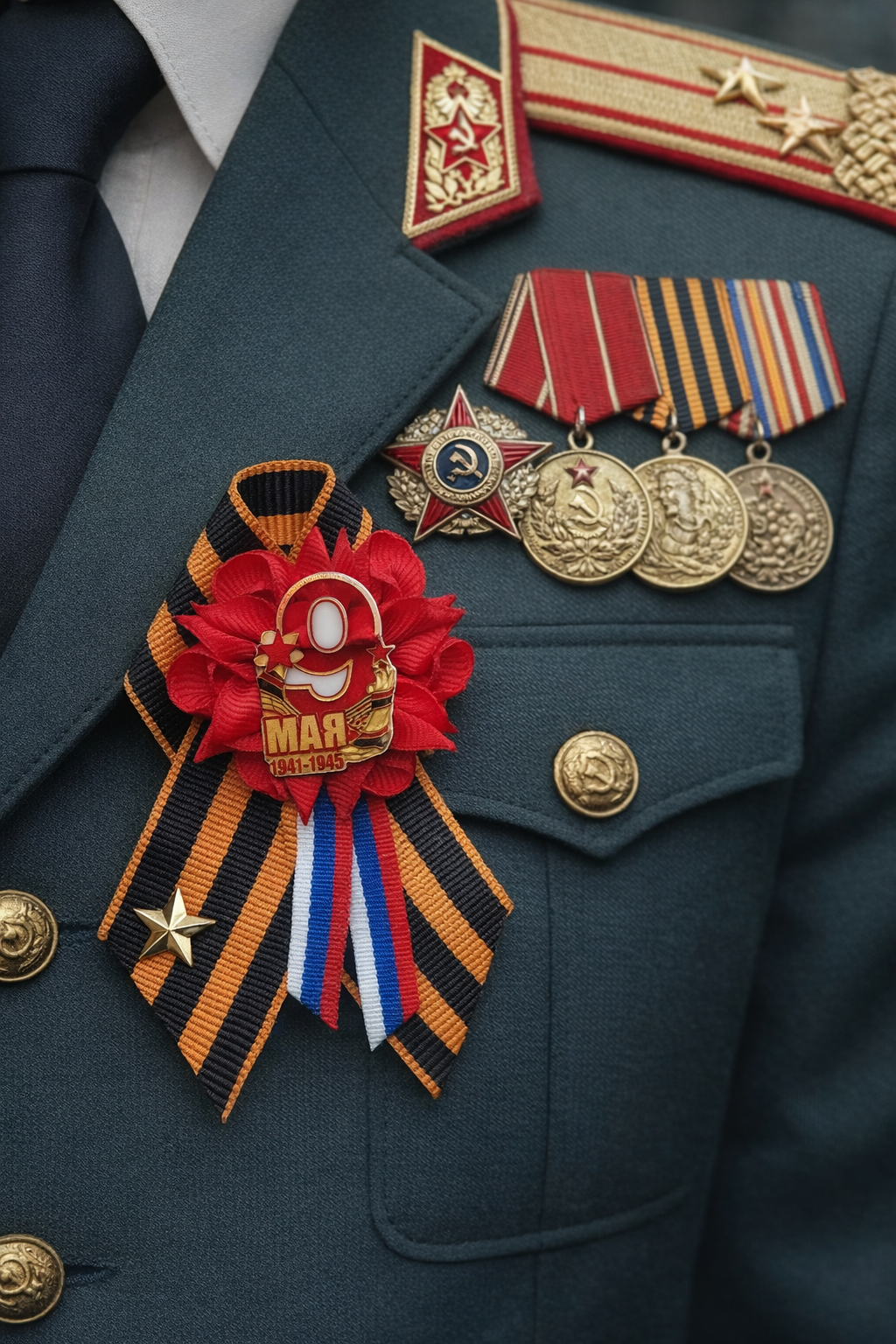 Георгиевская брошь "9 мая" Арт и Дизайн, ручная работа, 1 шт.