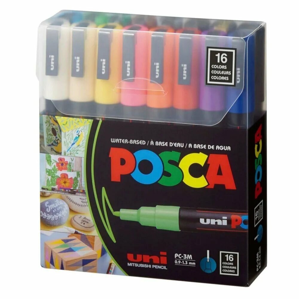 POSCA Маркер Акриловый, толщина: 1.3 мм, 16 шт. для граффити, для декорирования