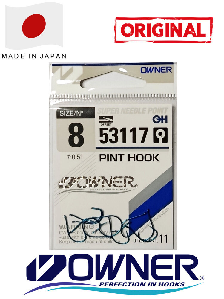 Крючки OWNER 53117 №8 PINT HOOK / Крючок, Овнер, одинарные для рыбалки
