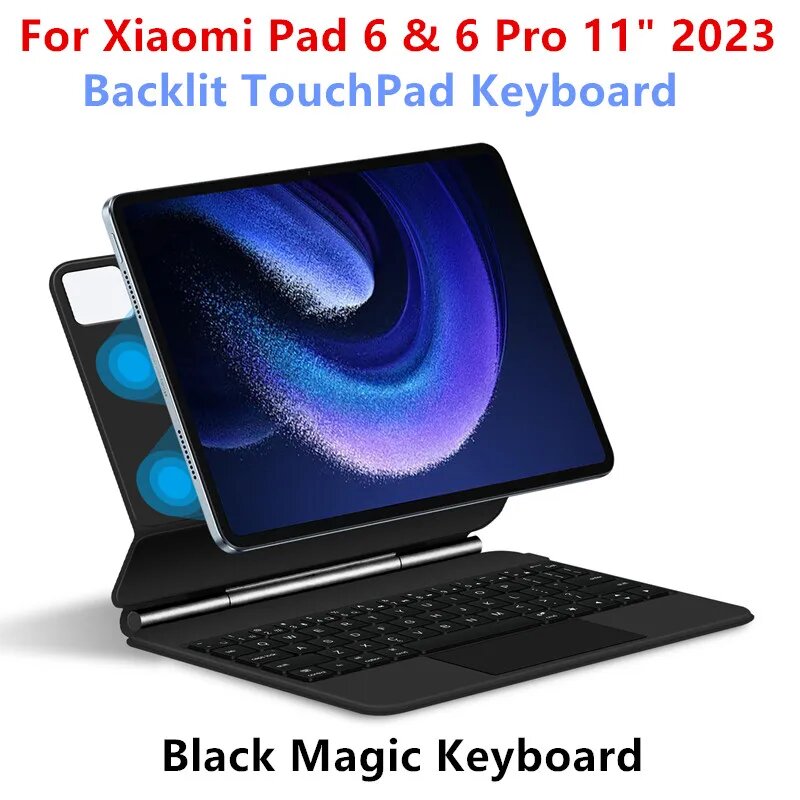 Клавиатура-чехол для Xiaomi Pad 6/6 Pro 11" с подсветкой, Russian Layout, черный
