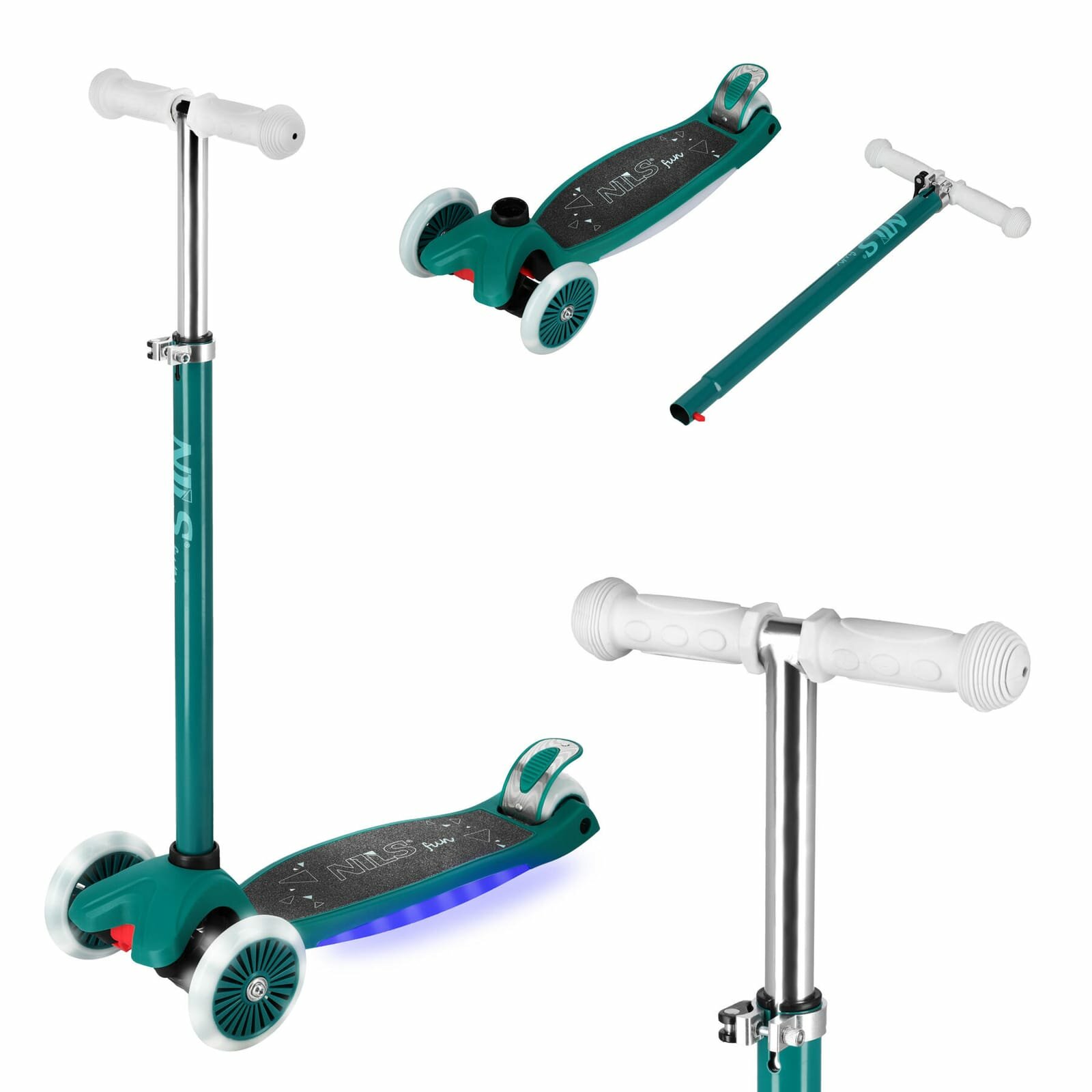DECATHLON самокат Decathlon HLB1310, черный/зеленый, колеса 120 мм, длина деки 40 см