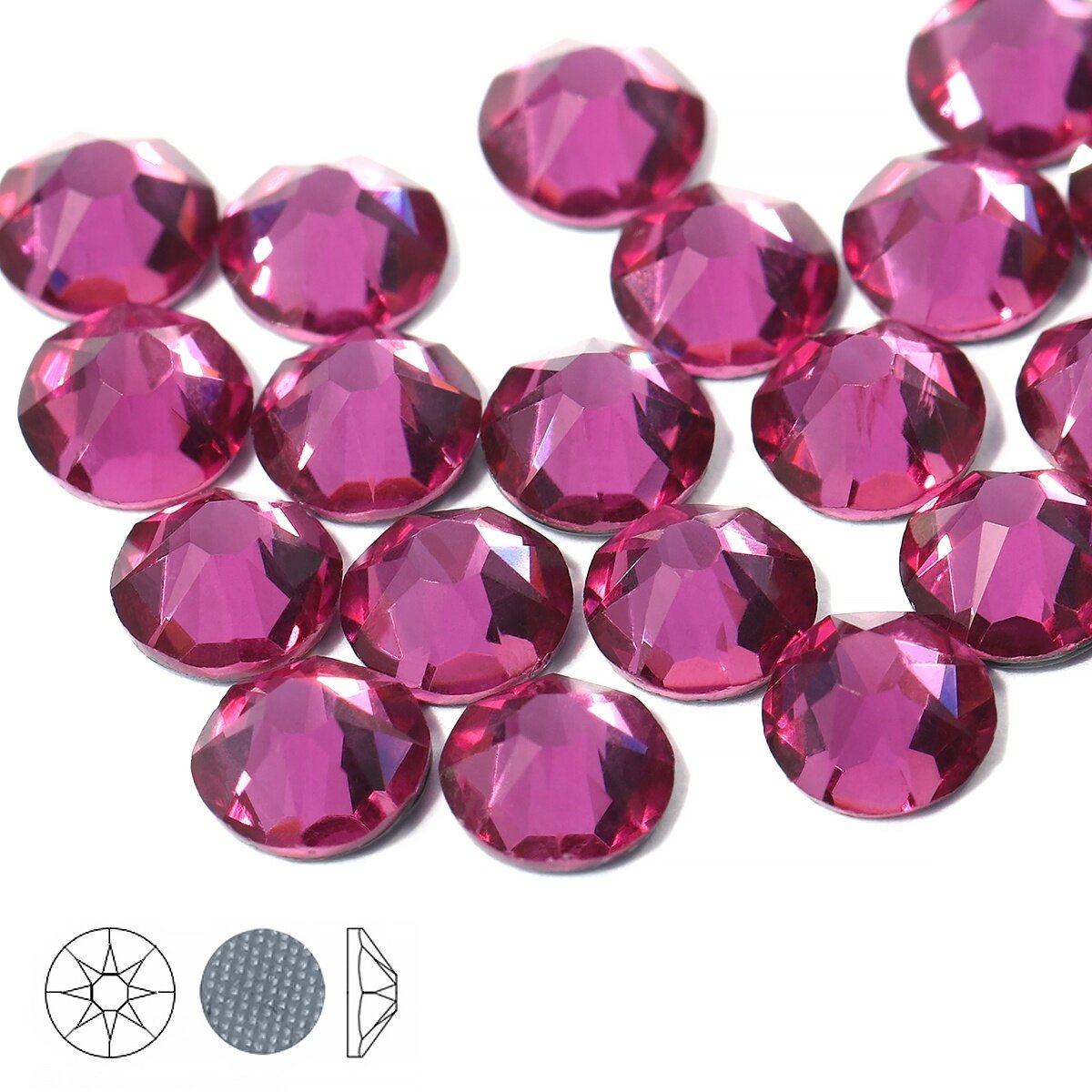 Стразы термоклеевые TBY Xirius, 8+8 граней, SS16 (3,8-4,0 мм), цвет Fuchsia, 100 шт (HF16-14)