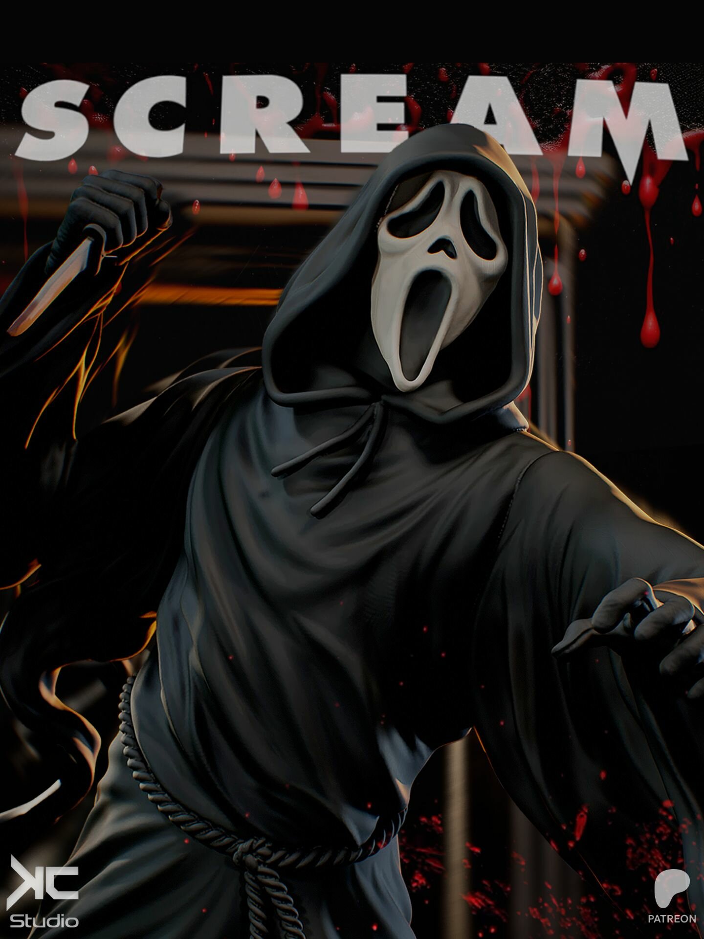 Сборная модель Призрачное лицо (Scream), фигурка, 300мм, 1/6 для покраски