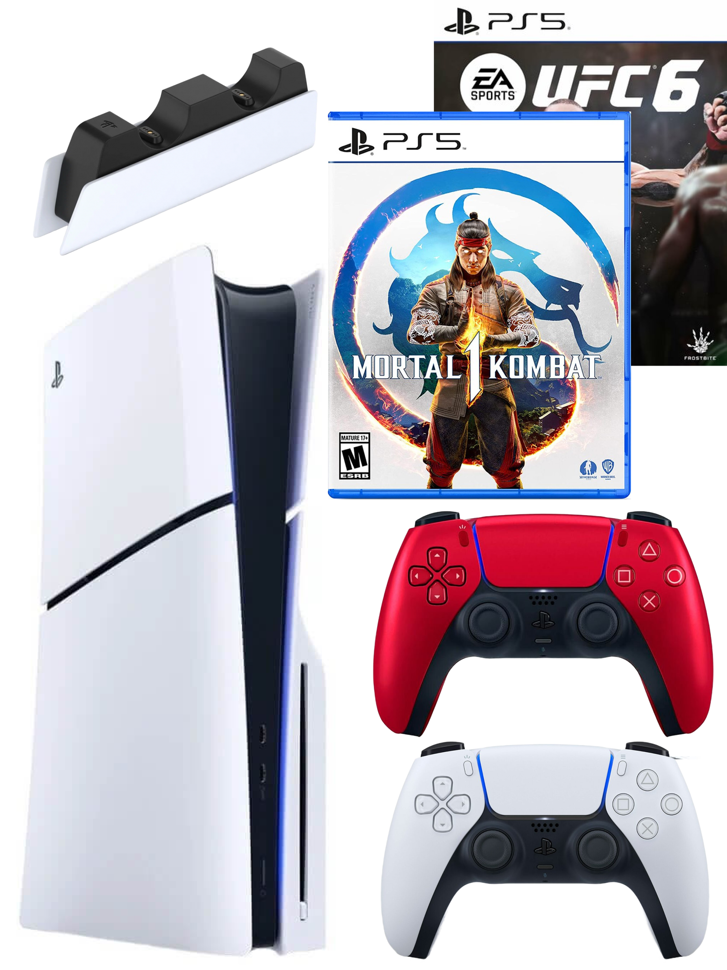 Игровая приставка Sony PS 5 Slim, 1ТБ(с дисководом)+2 геймпад+Зарядная станция+2игры (подробности в чате)