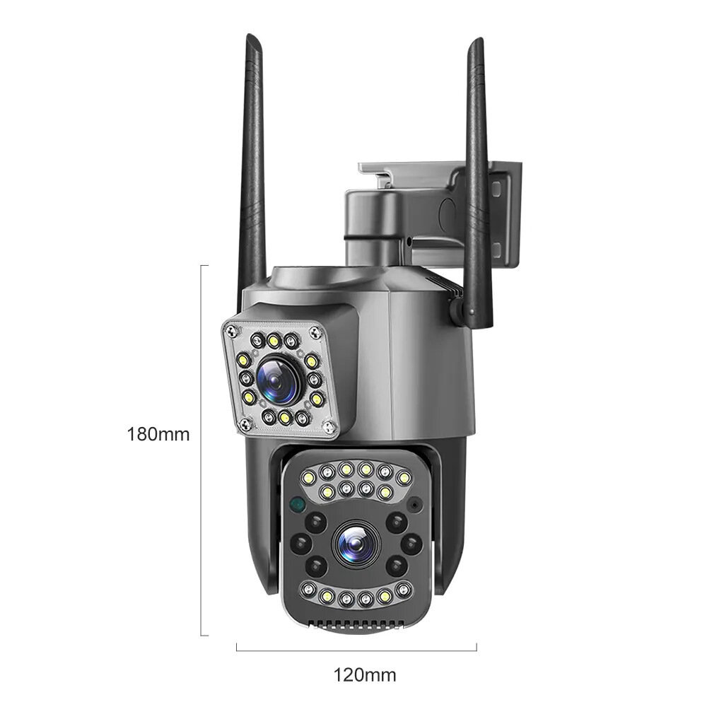 V380Pro Наружная камера с WiFi, двойная линза, двойной вид, 8 МП, питание 12В от сети, без карты памяти
