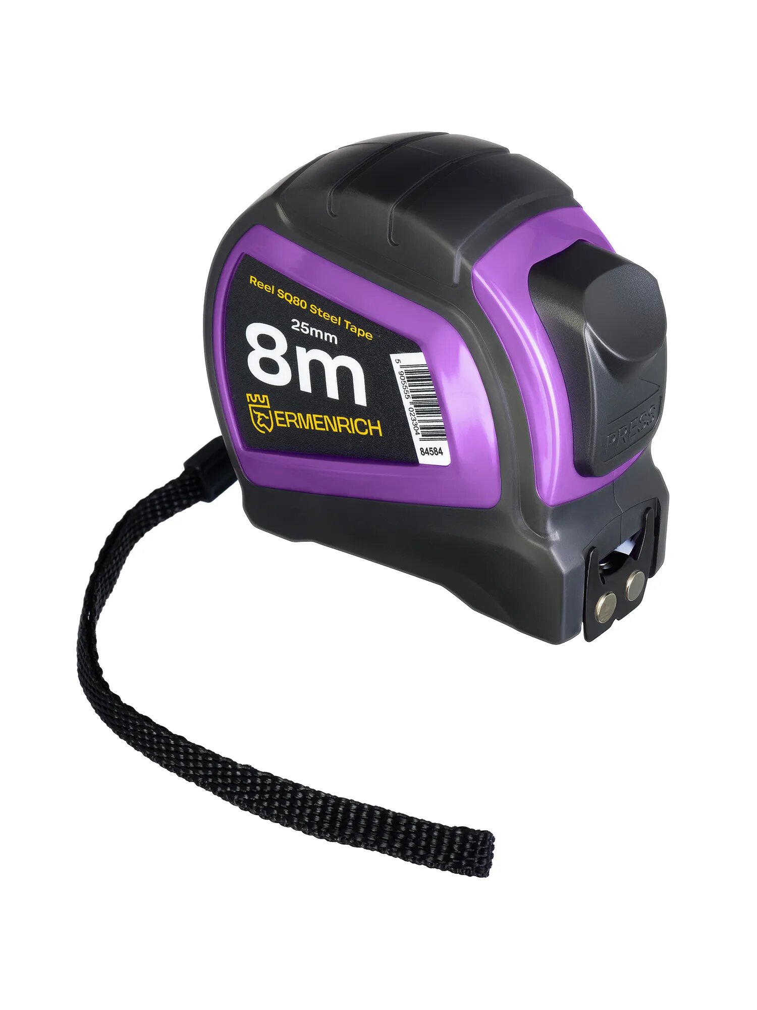 Рулетка Ermenrich Reel SQ80 84584, с магнитным зацепом, фиолетовая