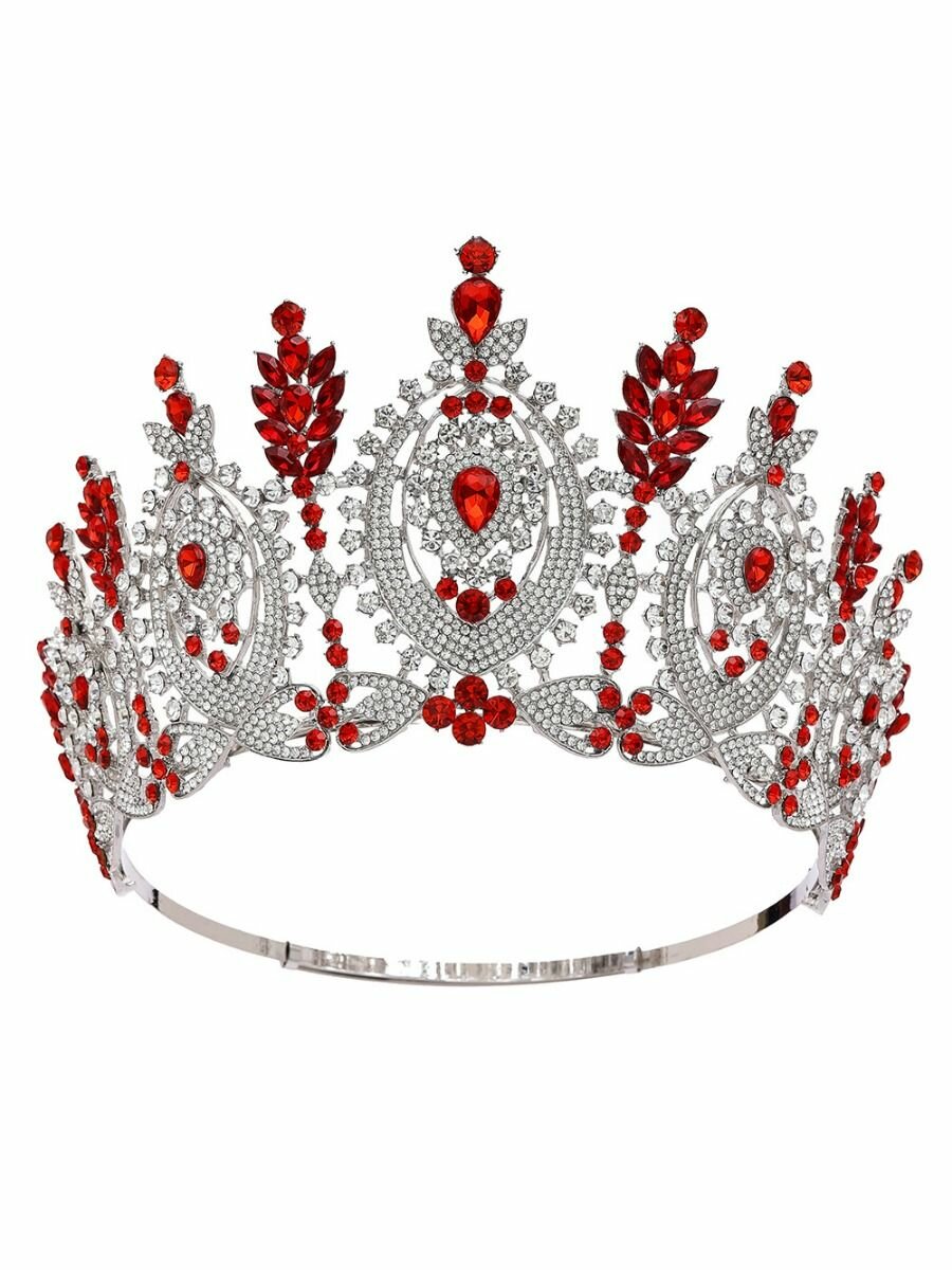Высокая серебряная диадема с кристаллами
