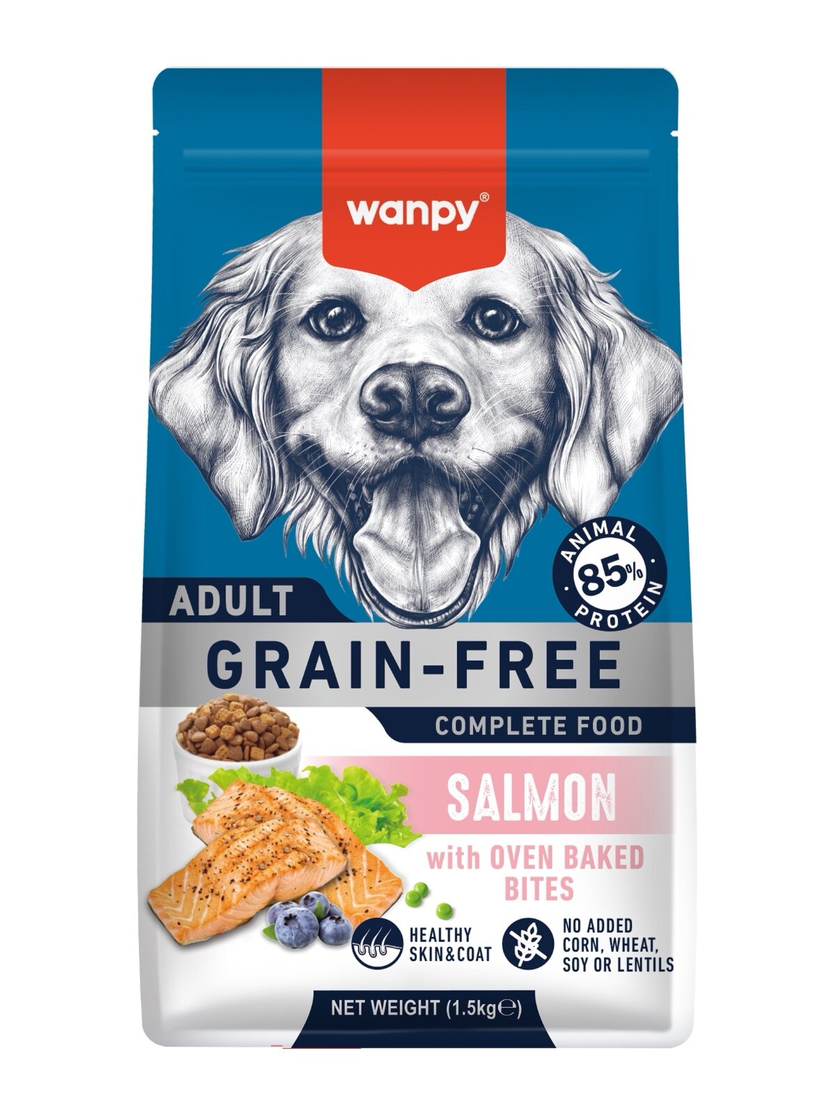 Сухой корм для взрослых собак Wanpy Dog беззерновой с лососем 1,5 кг