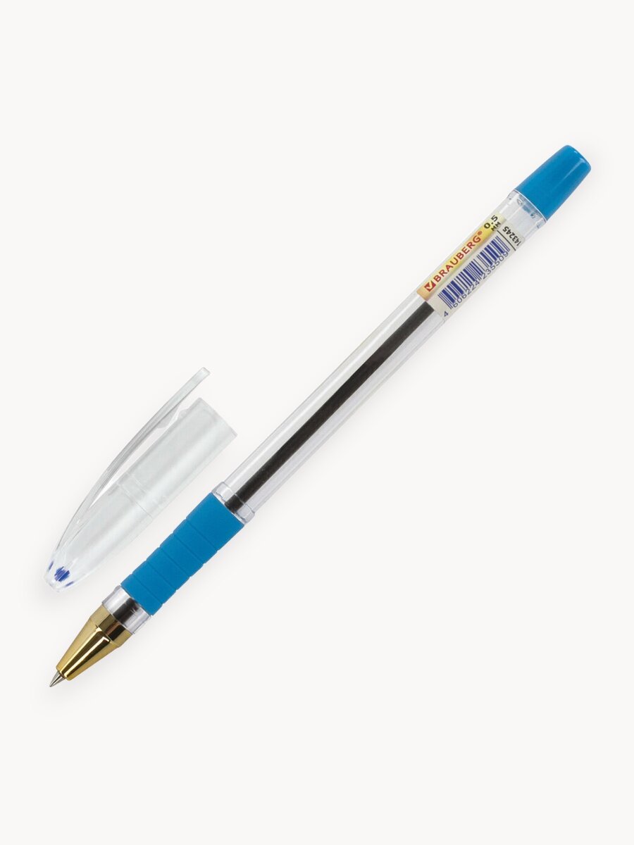 Ручка шариковая масляная с грипом BRAUBERG Model-XL GLD, комплект 12 штук, синяя, узел 0,5 мм, 880012