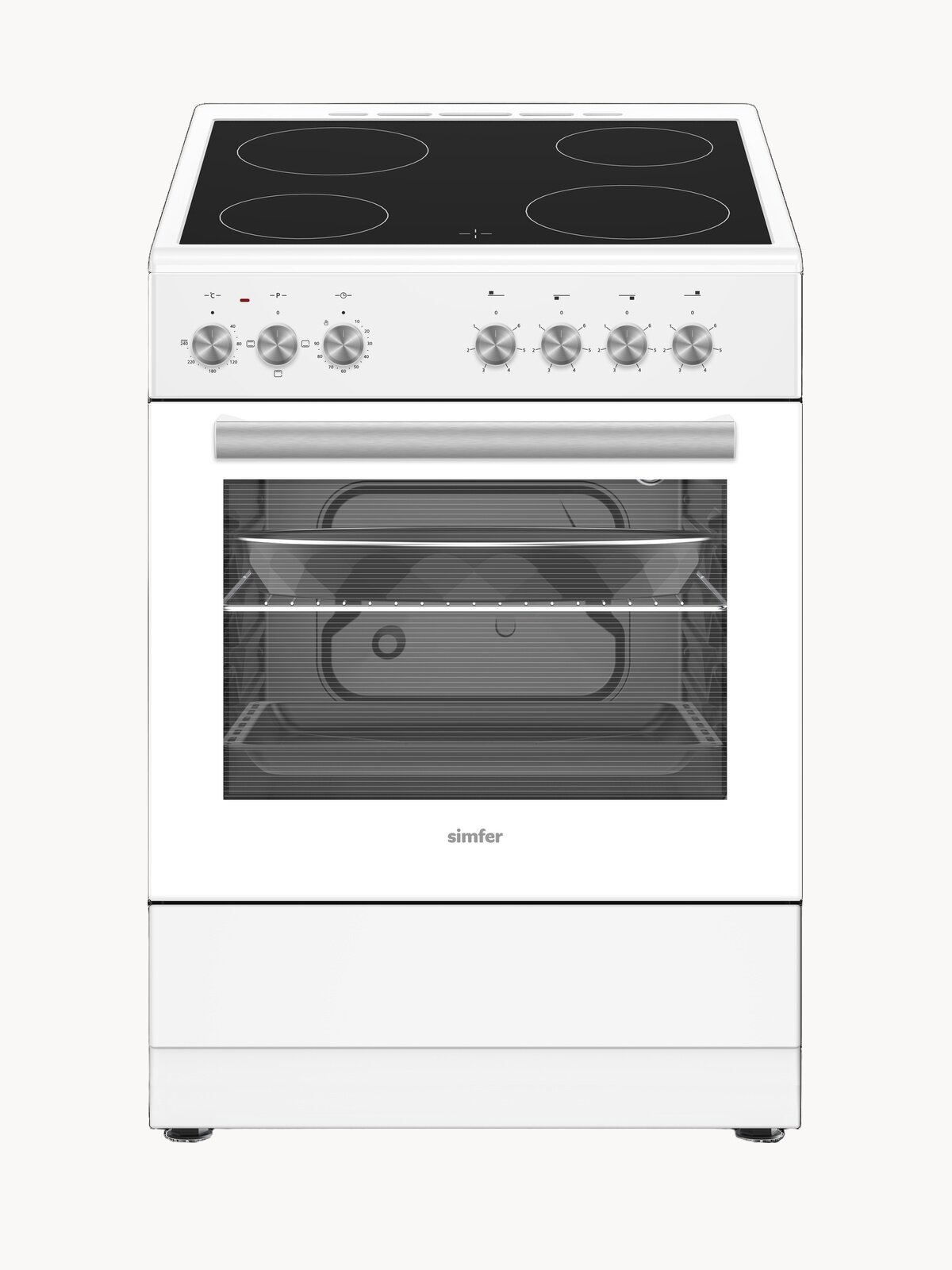 Плита электрическая Simfer, стеклокерамика, 60х60, 62л, таймер, 3 режима, 4 конфорки, 5 ЛЕТ гарантия, турция