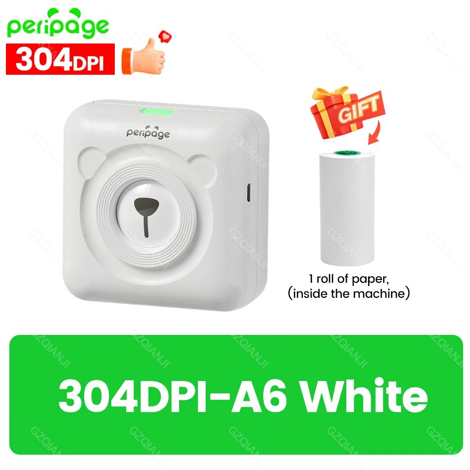 PeriPage A6 мини-Термопринтер для фотографий портативный беспроводной фотопринтер для iOS и смартфонов 304DPI для школы и офиса