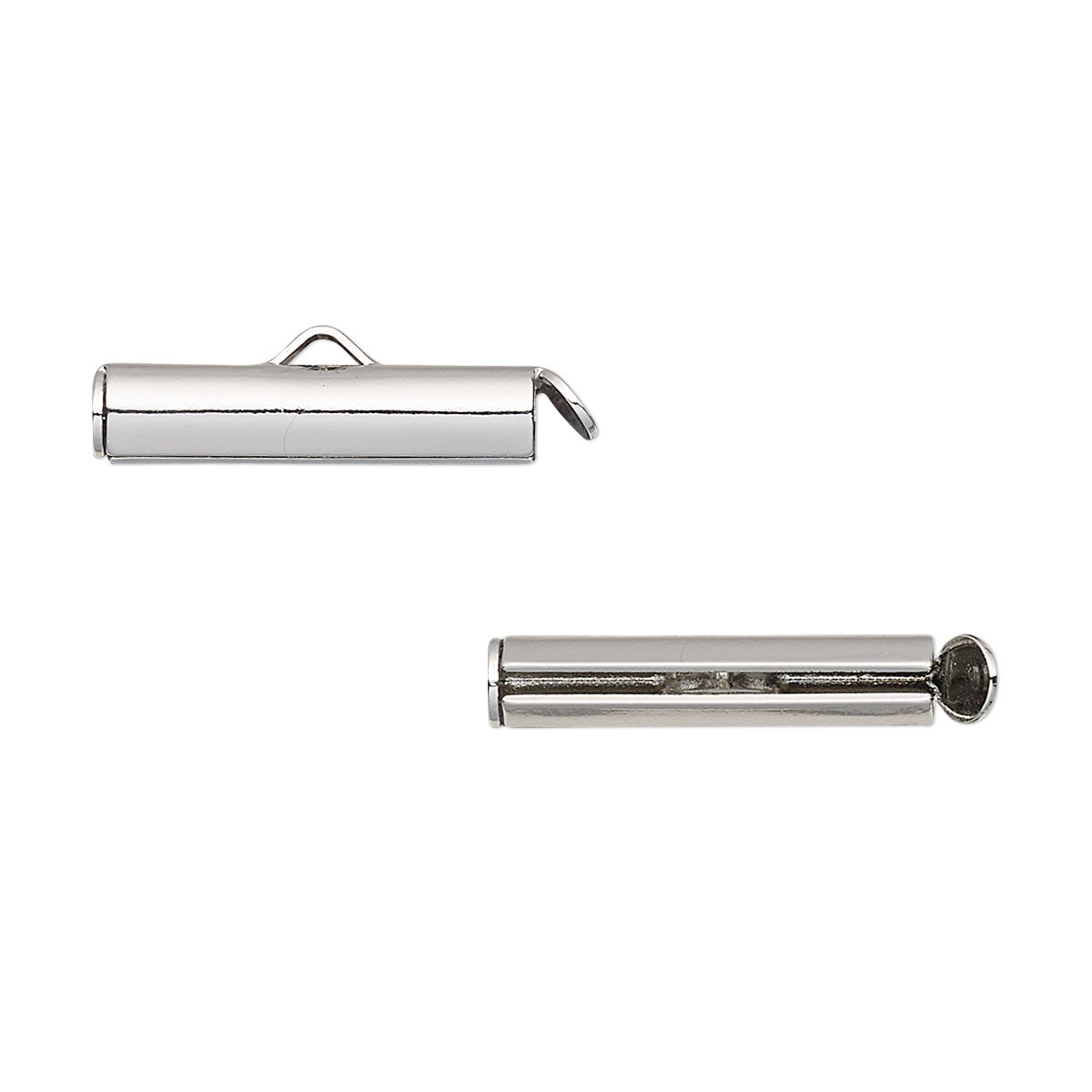 Концевики, 20х6мм (ширина 19мм), для бисерного полотна, трубочки, базовый материал - латунь, посеребренные, пара