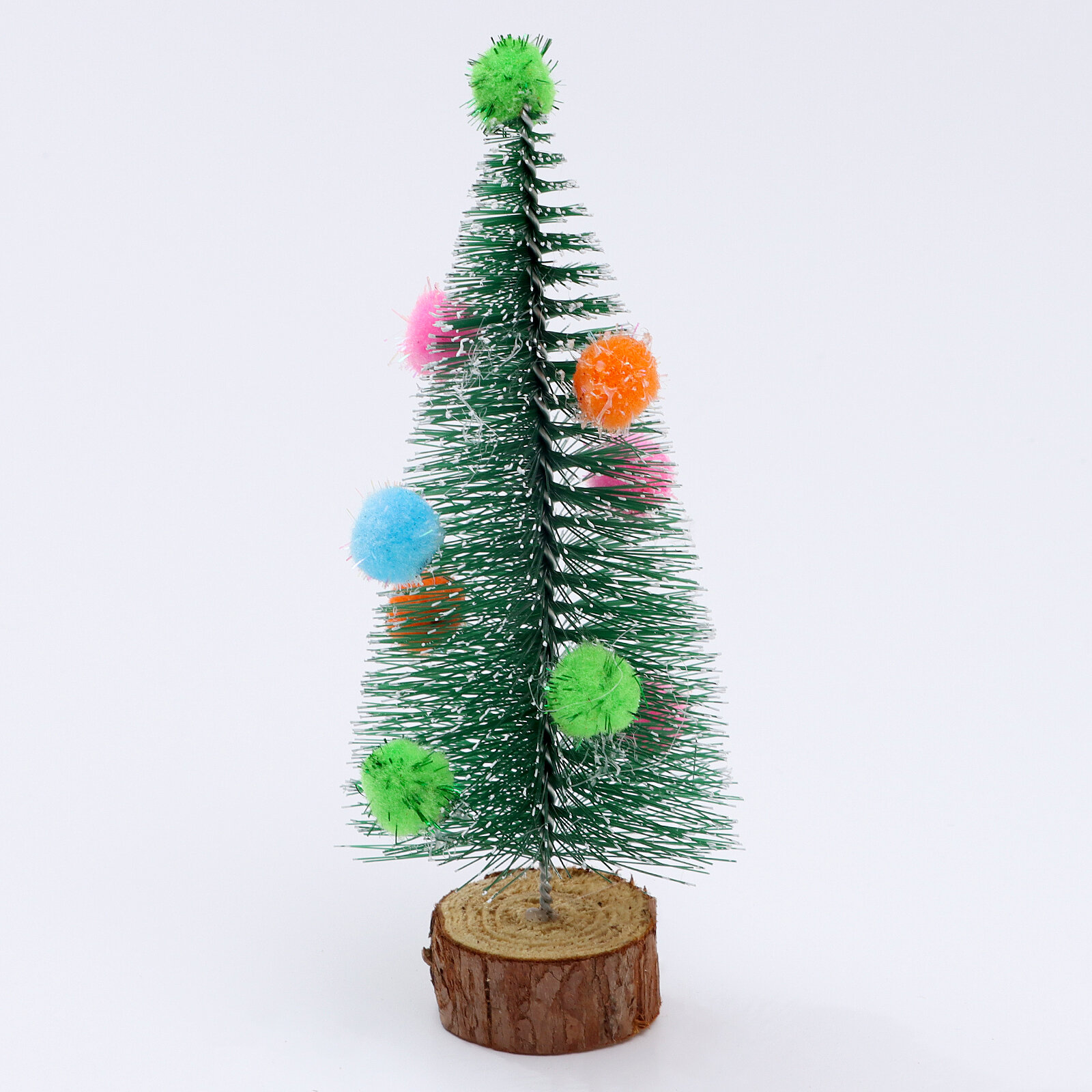 Новогодний декор "Ёлочка с цветными шарами", с текстильными игрушками, на подставке, 7 × 7 × 15 см