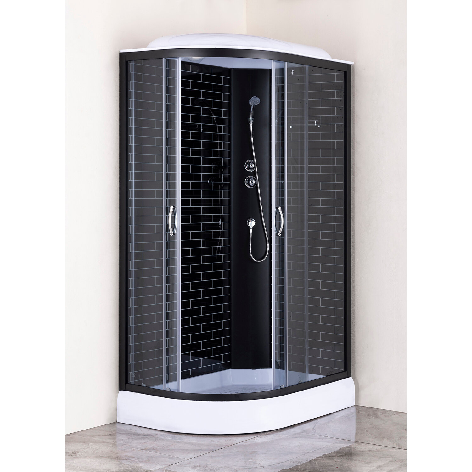 Душевая кабина Loranto "SUNWAY", угловая, 120x80 см, алюминий, черная