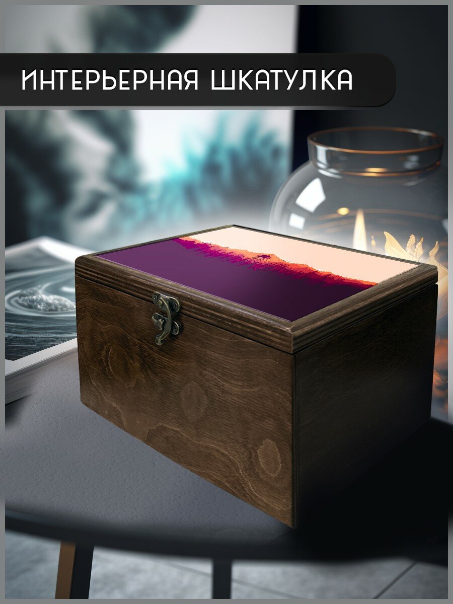 Шкатулка интерьерная для украшений универсальная 22x17x12 см космос firewatch (лес, пейзаж, горы, природа) - 709