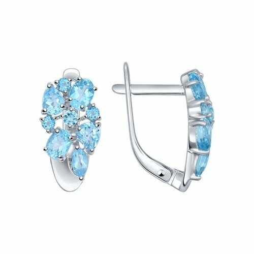 Серьги, серебро, 925 проба, родирование, топаз