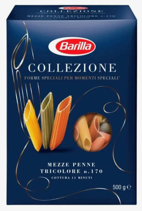 Макаронные изделия BARILLA COLLEZIONE Mezze Penne Tricolore/ Мецце Пенне трёхцвет. 500г