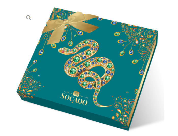 Конфеты SOCADO шоколадные ассорти "Змея" с пралине, сливочной начинкой и злаками "SNAKE" /картон/ 250г