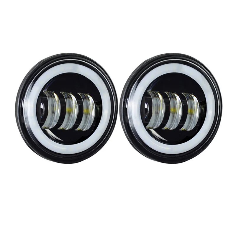FADUIES черная 4,5-дюймовая противотуманная фара для мотоцикла, светодиодная противотуманная фара, светодиодная вспомогательная противотуманная фара с ангельскими глазами для мотоцикла, 4,5-дюймовая противотуманная фара