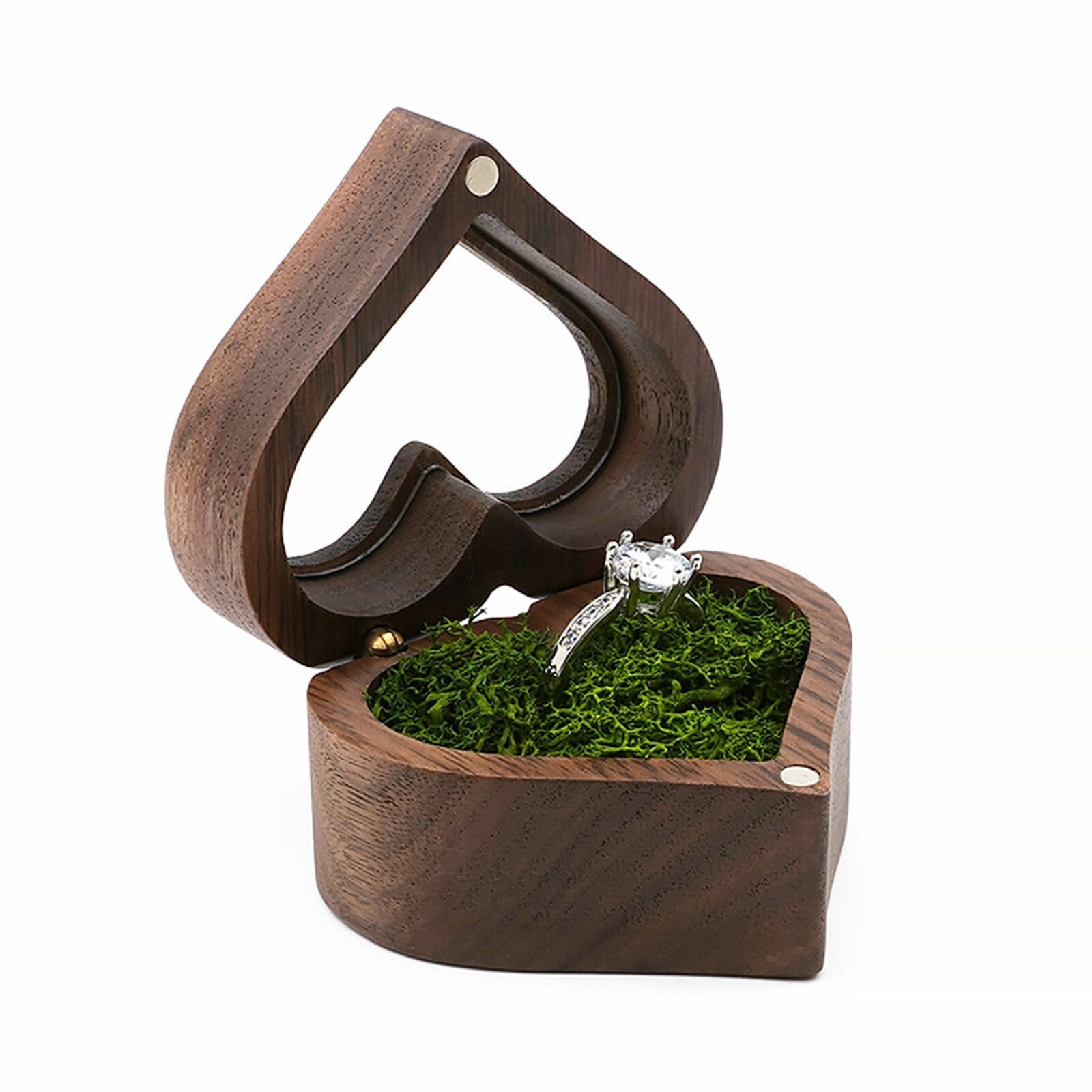 Коробка для кольца в форме сердца из черного ореха