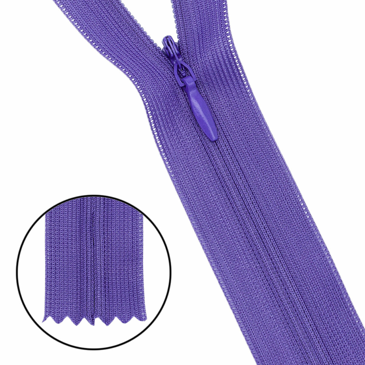 Молния потайная неразъёмная, Т3, 50 см (нейлон) (F171 сиреневый), 10 шт
