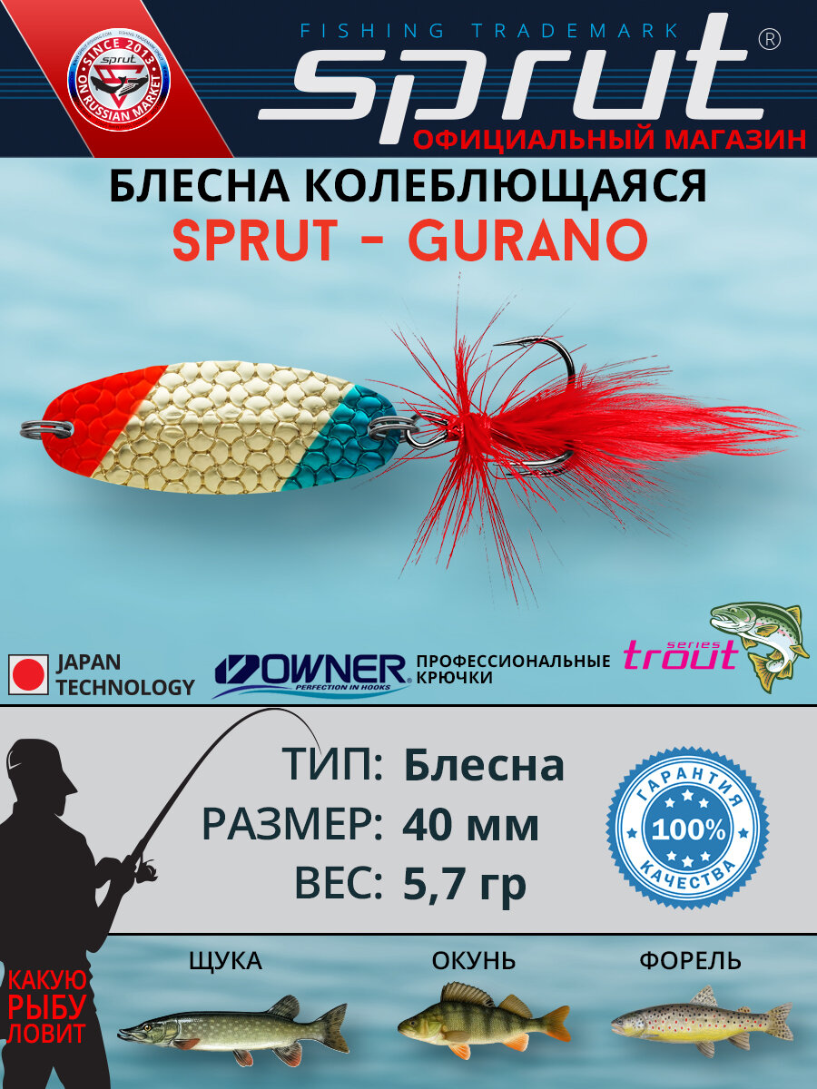 Блесна Колеблющаяся Sprut Gurano Micro Spoon (40mm/5,7g/OGB)
