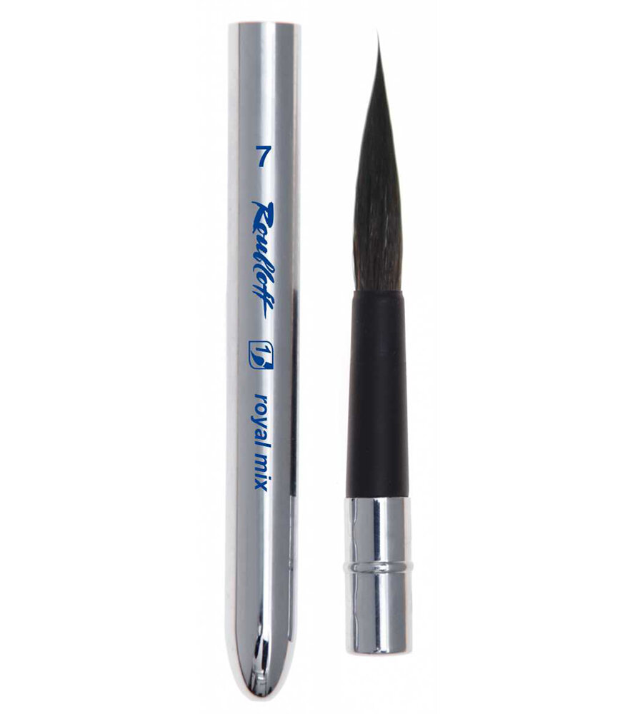 Кисть Roubloff белка-микс круглая №7 ручка складная хромированная серия Royal mix