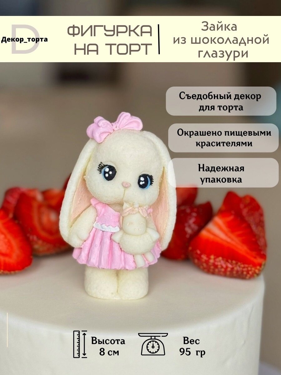 Фигурка из шоколадной глазури. Зайка с большими глазами. Украшение для торта.