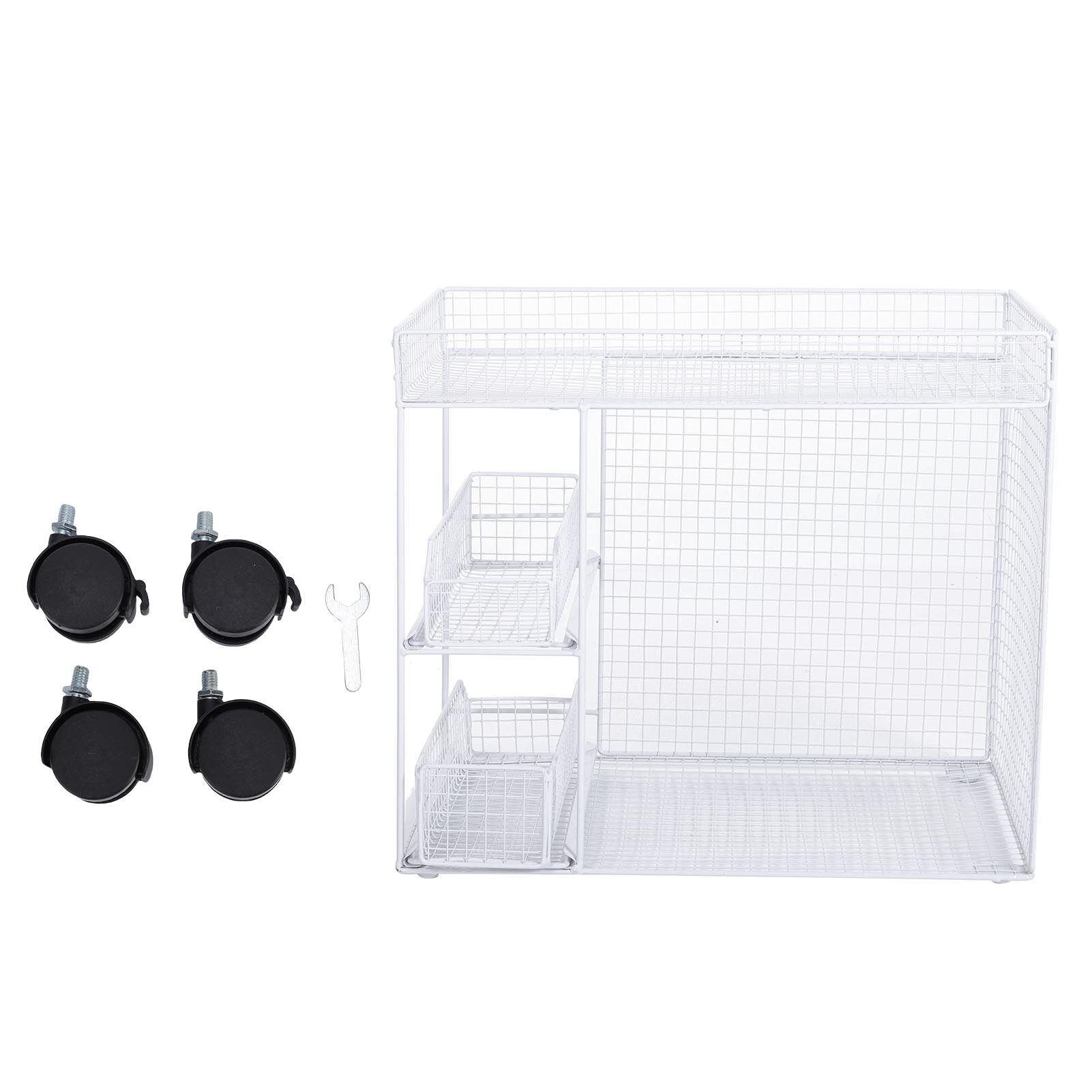 Мобильная стойка для хранения дыхания в воздухопроницаемом пространстве, сэкономив кухонный организатор с 360 ° вращающимися блокируемыми колесами.