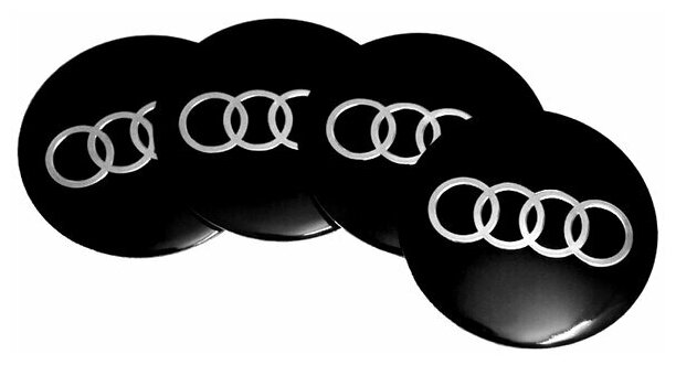 Наклейки на колесные диски Ауди / Наклейки на колесо / Наклейка на колпак / Audi D-70 mm