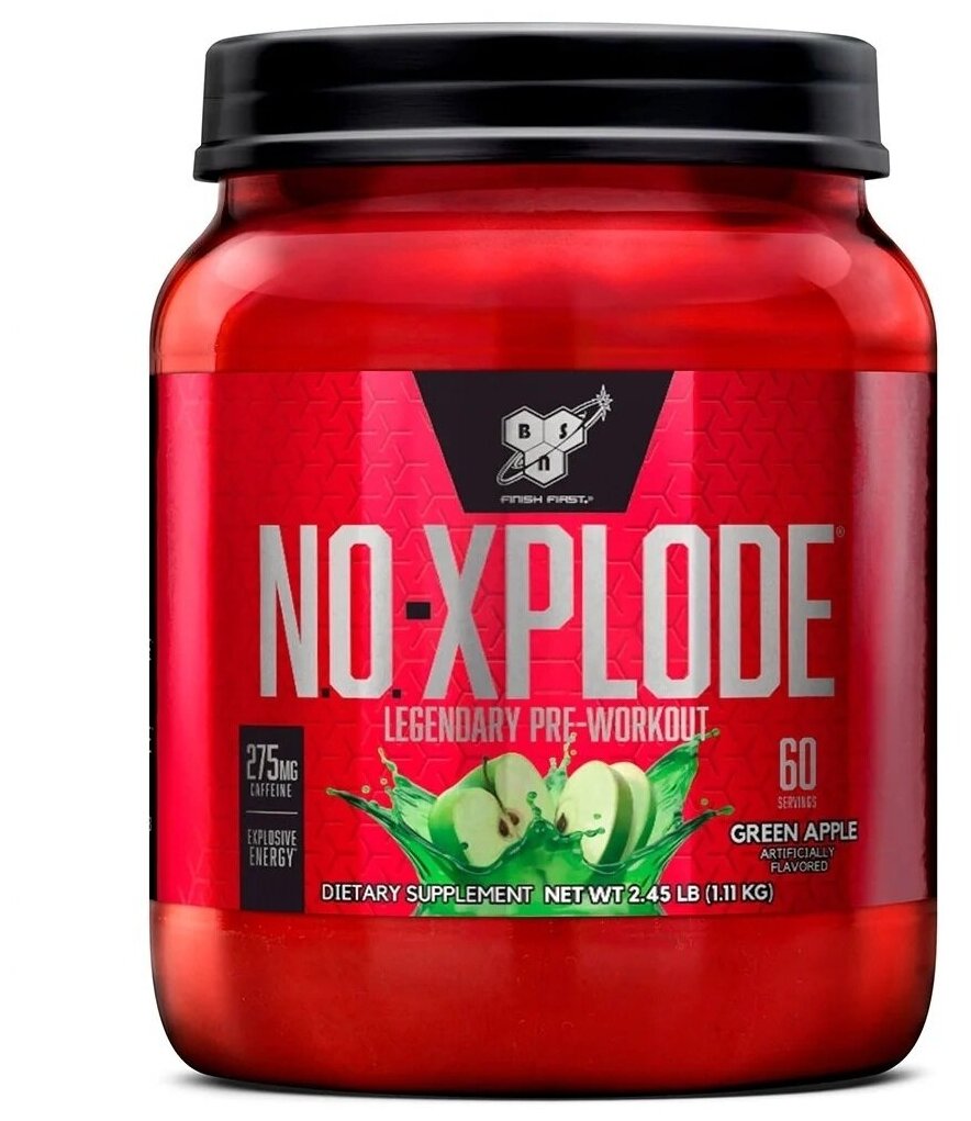 Предтренировочный комплекс N. O.-Xplode New Formula 3.3 1110 гр 2.45lb (BSN) Зеленое яблоко
