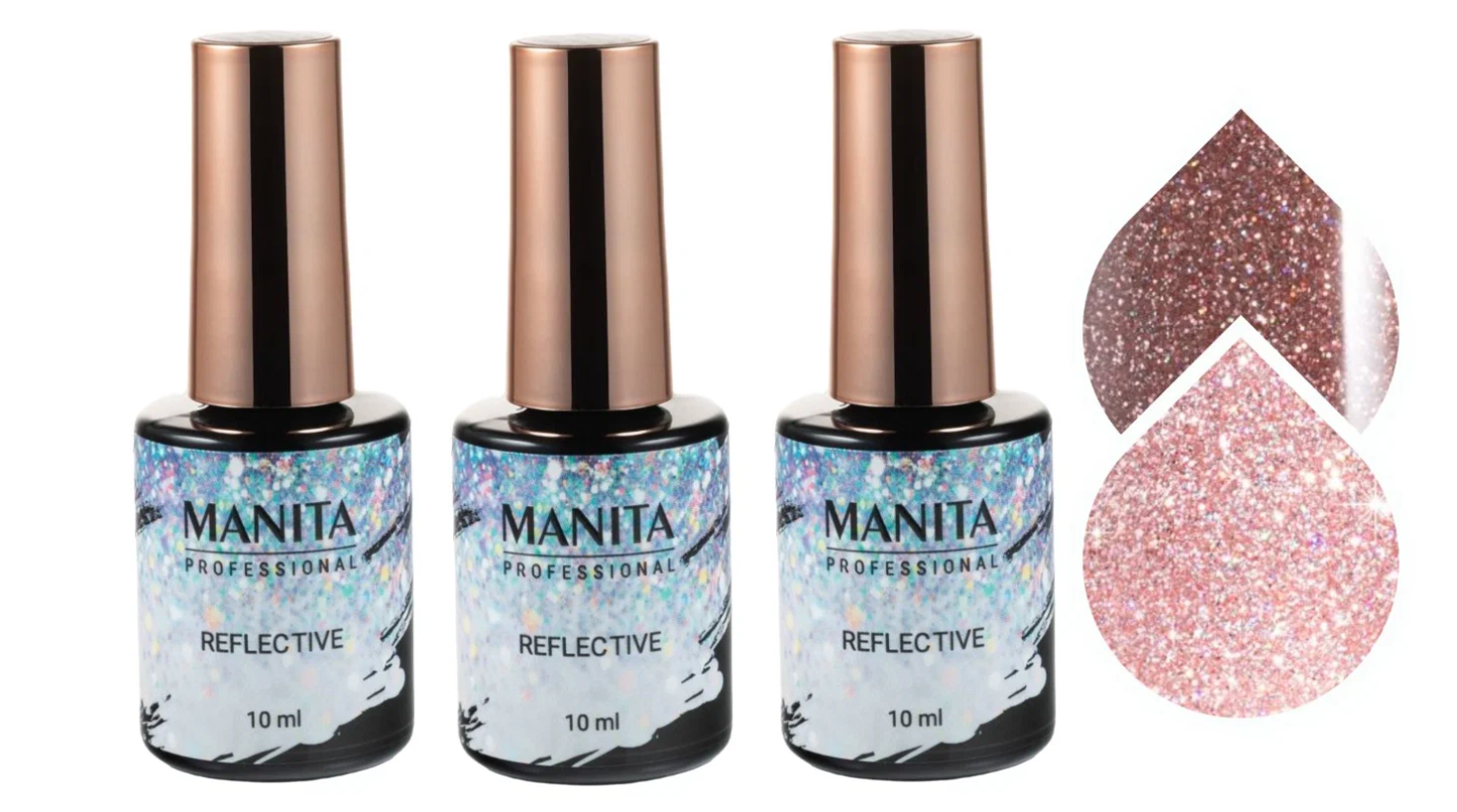 Гель-лак для ногтей светоотражающий Manita Professional Reflective №06, 10 мл - 3 штуки